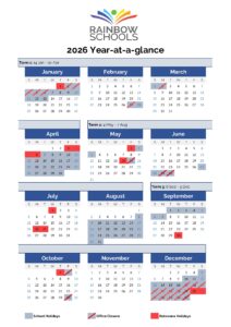 Rainbow School Calendar 2026 Planner - Rainbow Schools